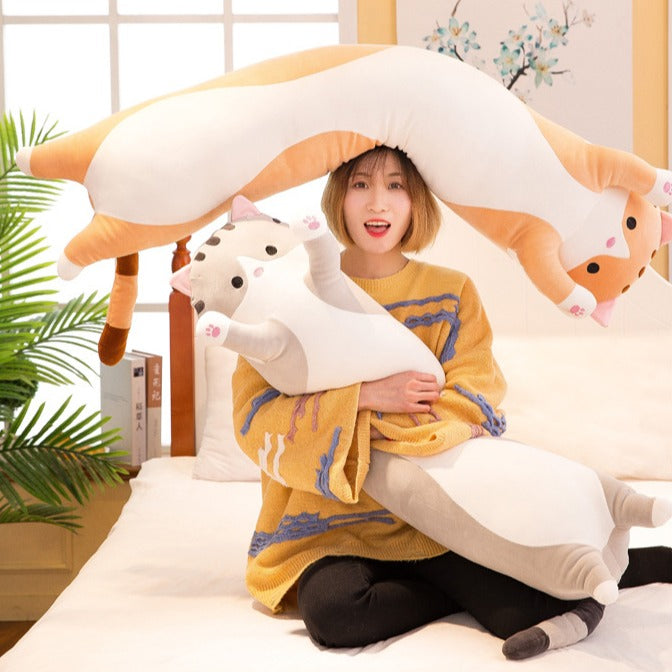 Soft Long Lying Cat Body Pillow