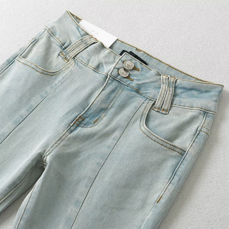 Light Blue Denim Flare Pants
