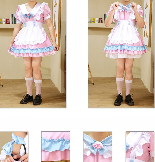 Pink Cat Maid Puff Dress Set