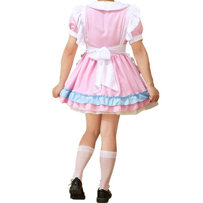 Pink Cat Maid Puff Dress Set