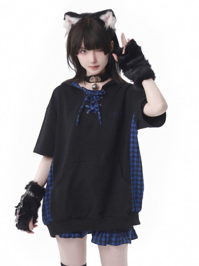 Blue Plaid Cat Ear Outfits